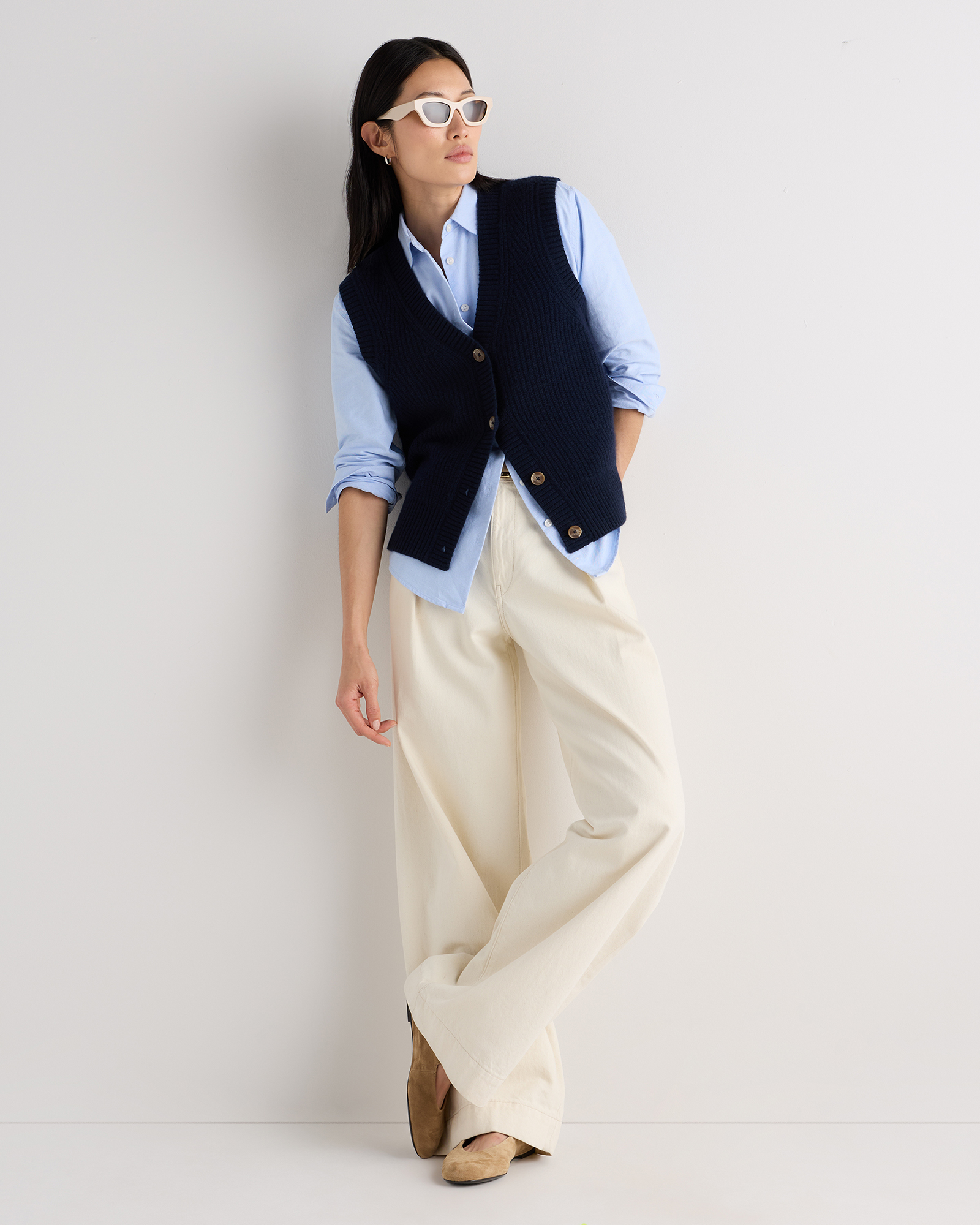 QUINCE Mongolian Cashmere Fisherman Sweater Vest